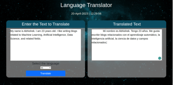 Language Translator Flask App In Python - With Source Code - 2025 - Machine Learning Projects